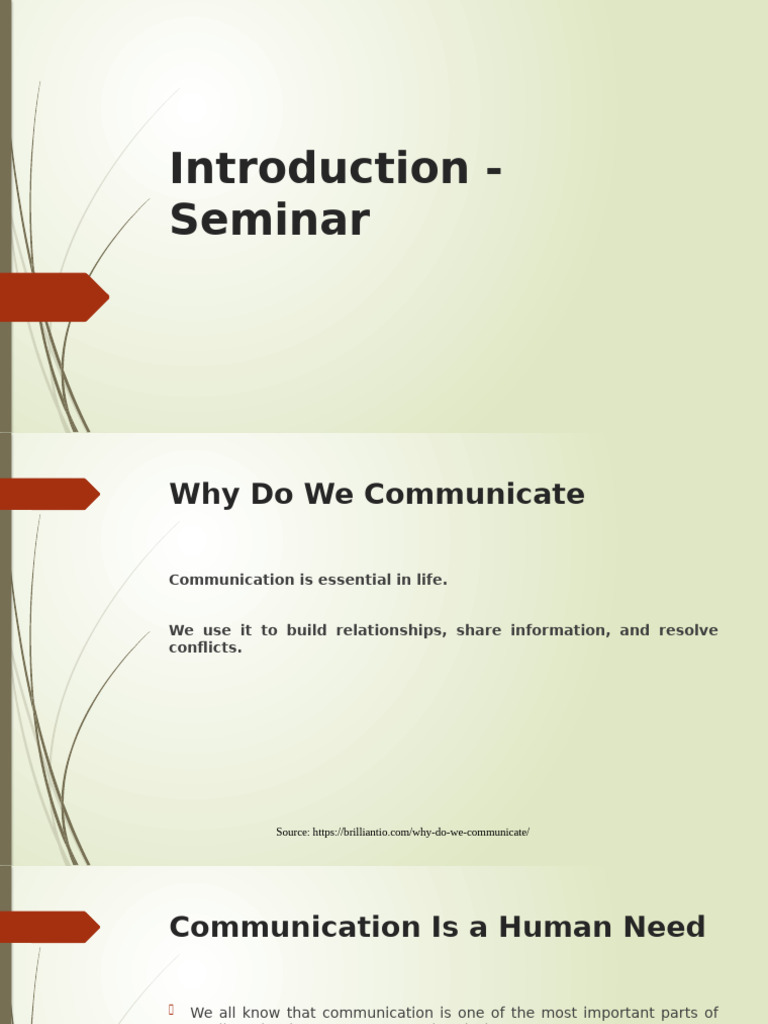 Module 1 - Introduction - Seminar | PDF | Lecture | Communication