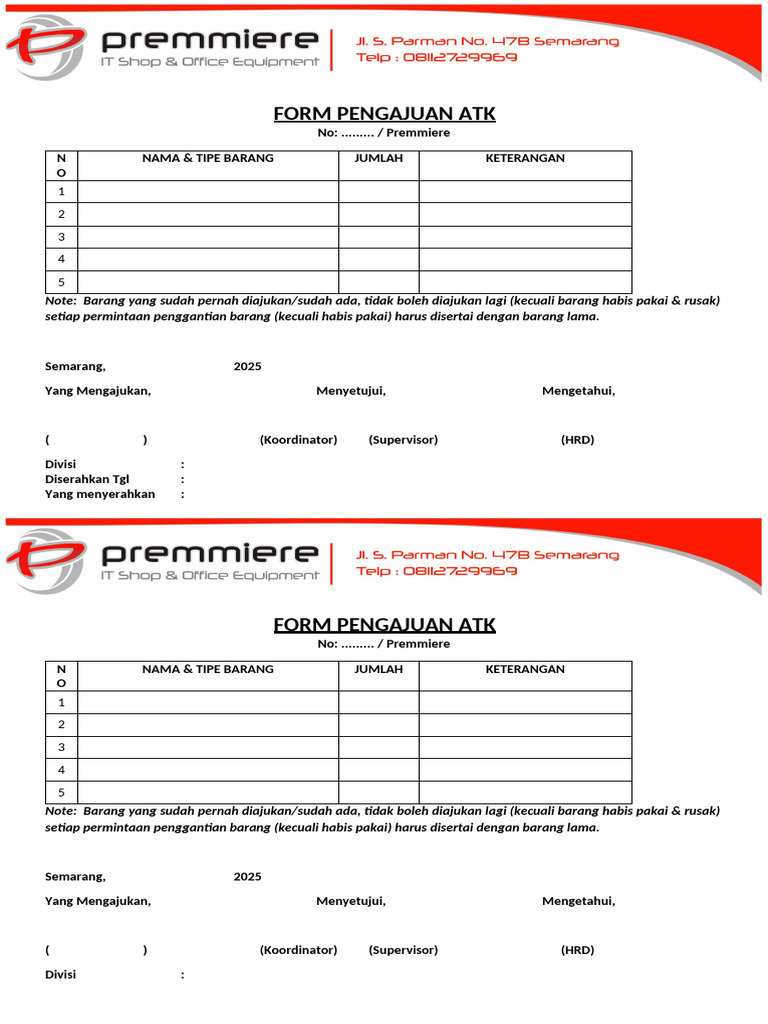 Form Pengajuan Atk | PDF