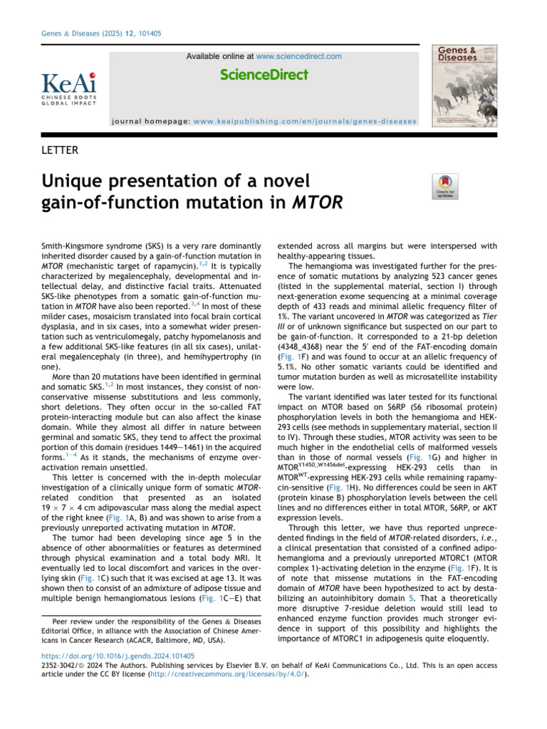 Unique Presentation of A Novel Gain of Function Mutation 2025 Genes ...