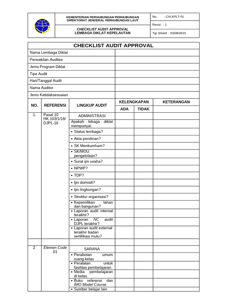 Check List Audit (New) | PDF