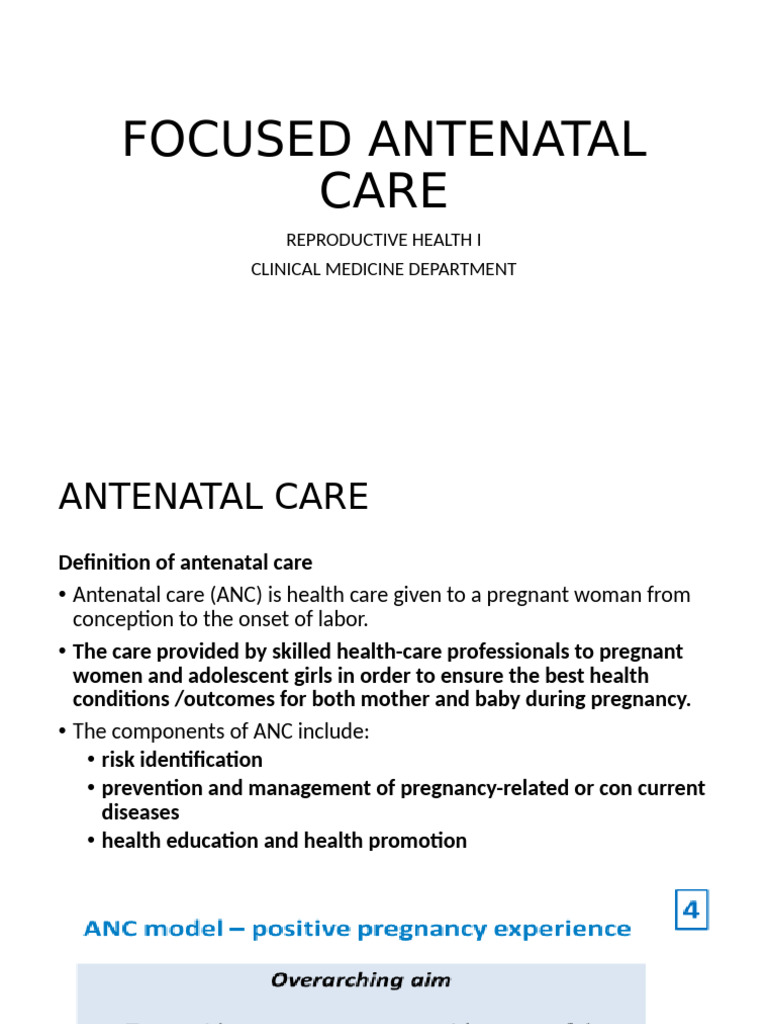 Focused Antenatal Care Overview | PDF | Childbirth | Pregnancy