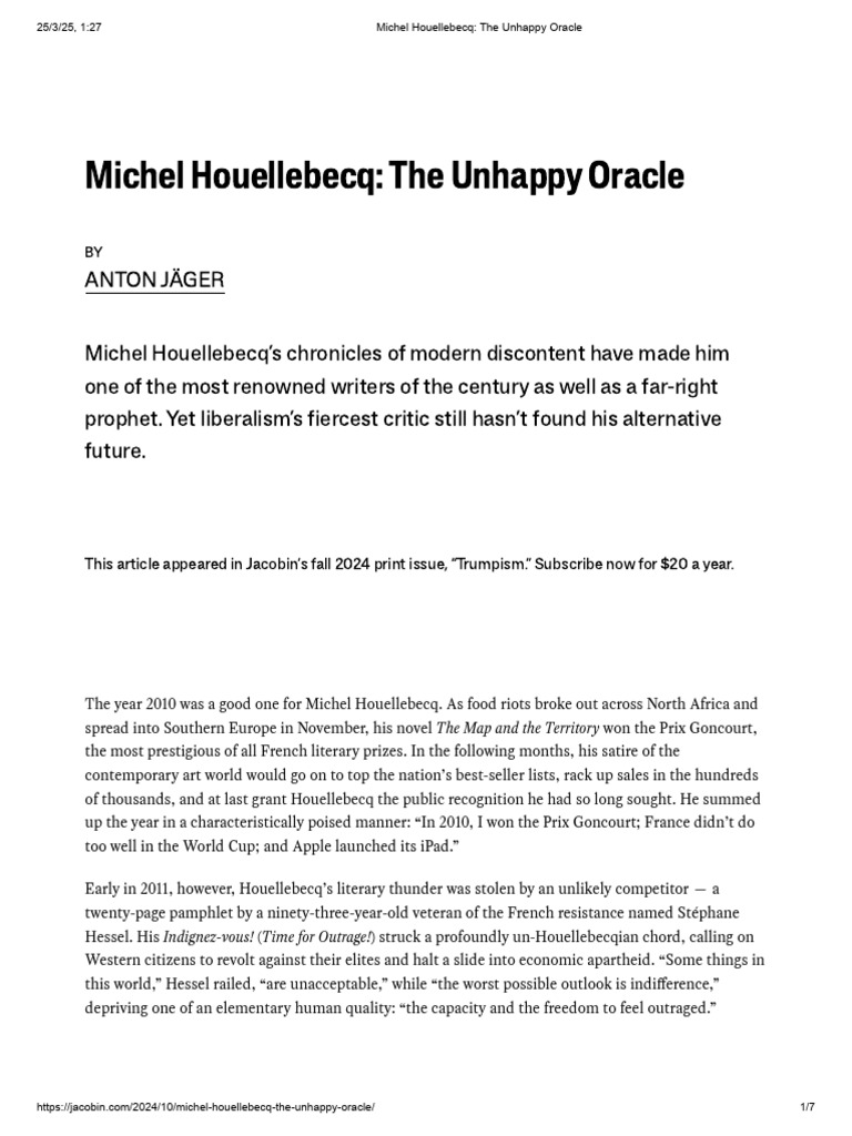 Michel Houellebecq - The Unhappy Oracle | PDF | Honoré De Balzac | Far ...