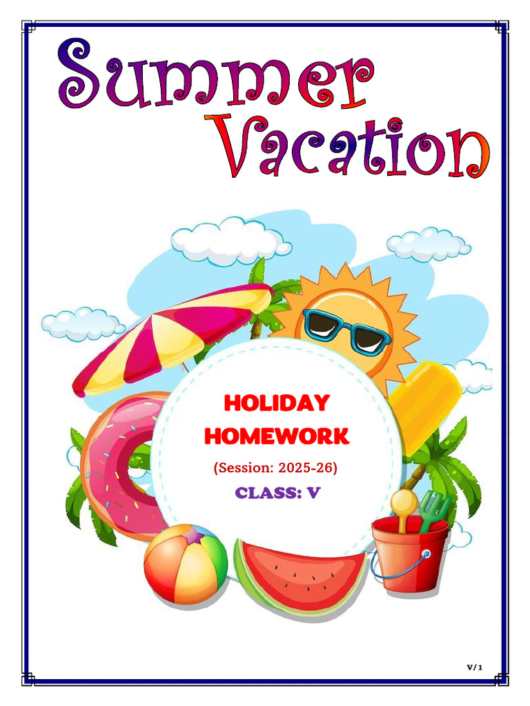 Summer Vacation Assignment (2025-26) - Class (V) | PDF