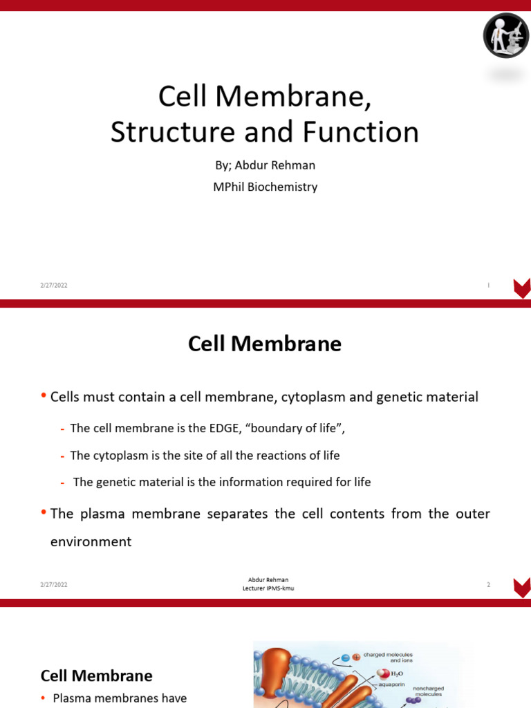 Cell Memb Comp and Functions Lectur-3 | PDF | Cell Membrane | Cell ...