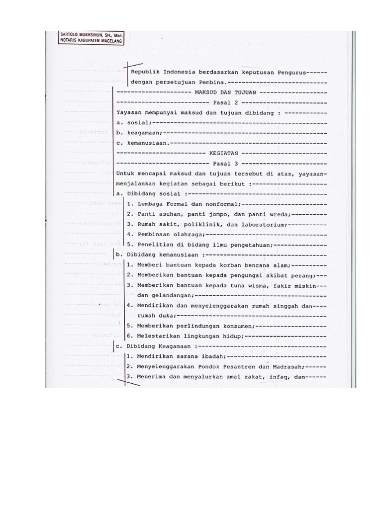 Akte Notaris Yayasan | PDF