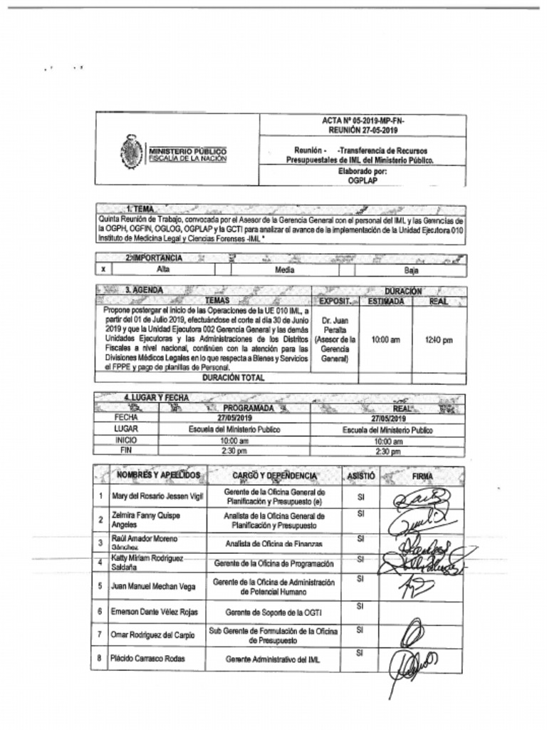 Acta N 05-2019-MP-FN | PDF