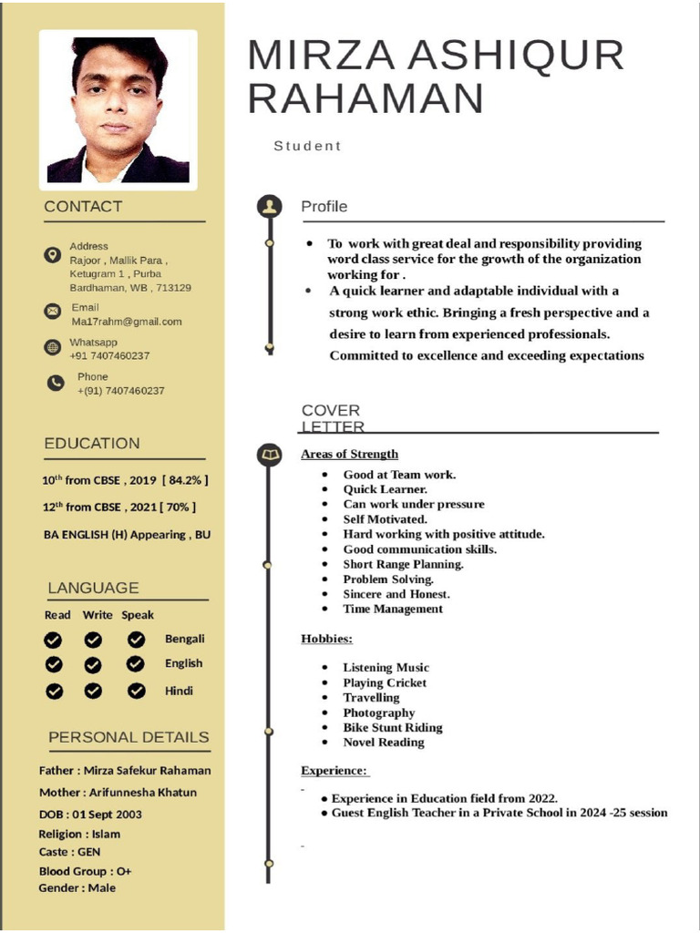 CV . Mirza Ashiqur Rahaman | PDF