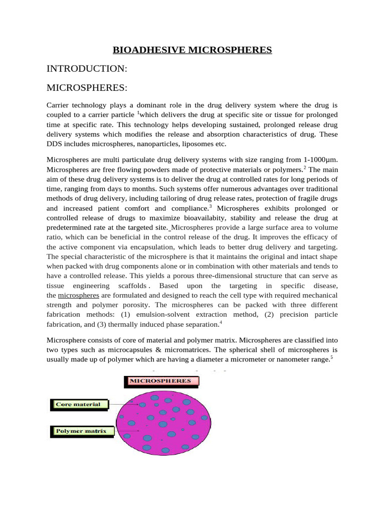 Bioadhesive Microspheres Thesis | PDF