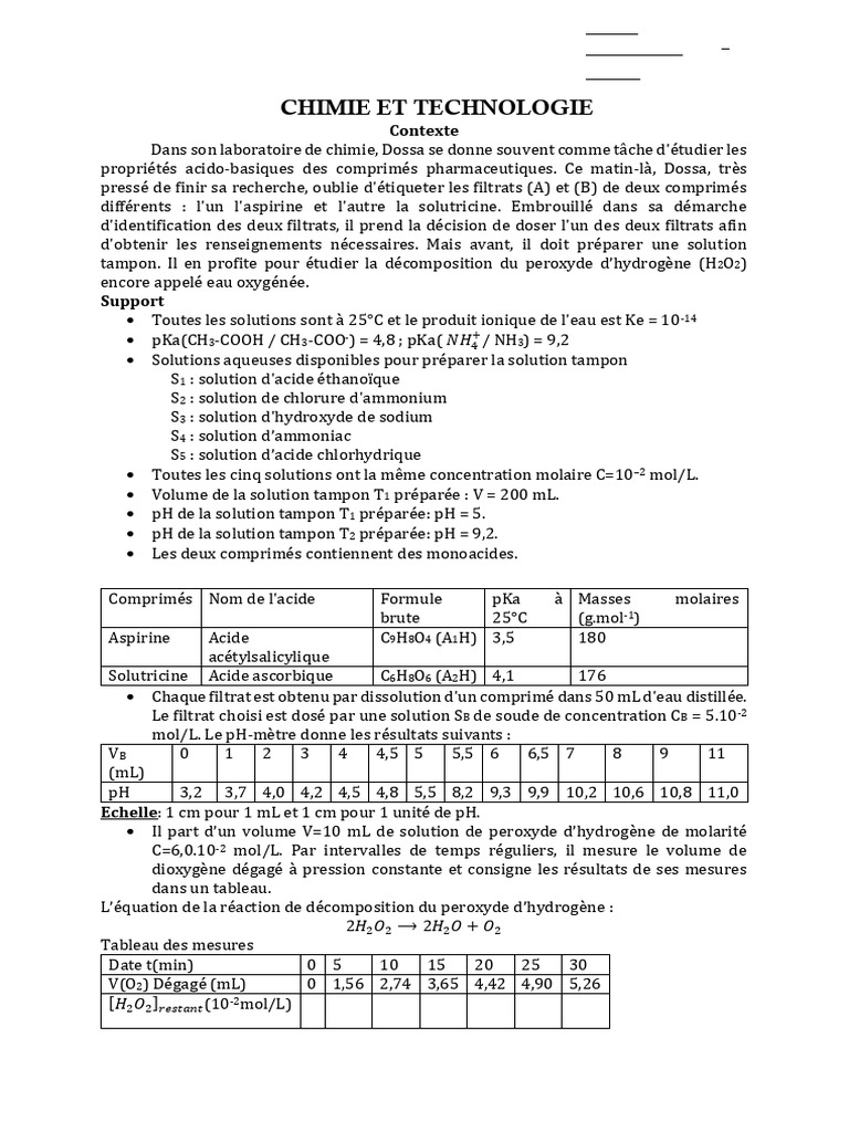 Étude des propriétés acido-basiques en chimie | PDF | Ph | Peroxyde d ...