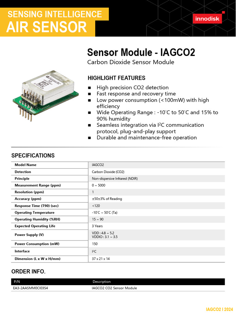 Air Sensor Module Iagco2 Datasheet | PDF