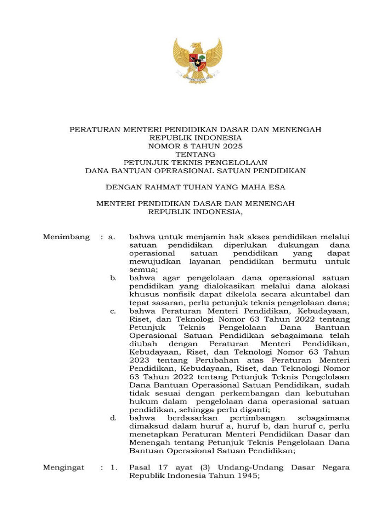 Permendikdasmen 8 2025 | PDF