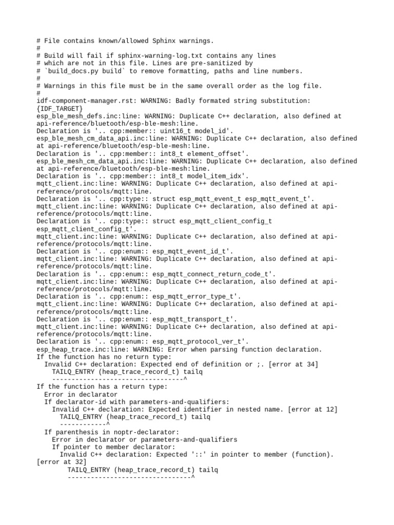Sphinx Known Warnings | PDF | C++ | Computer Data
