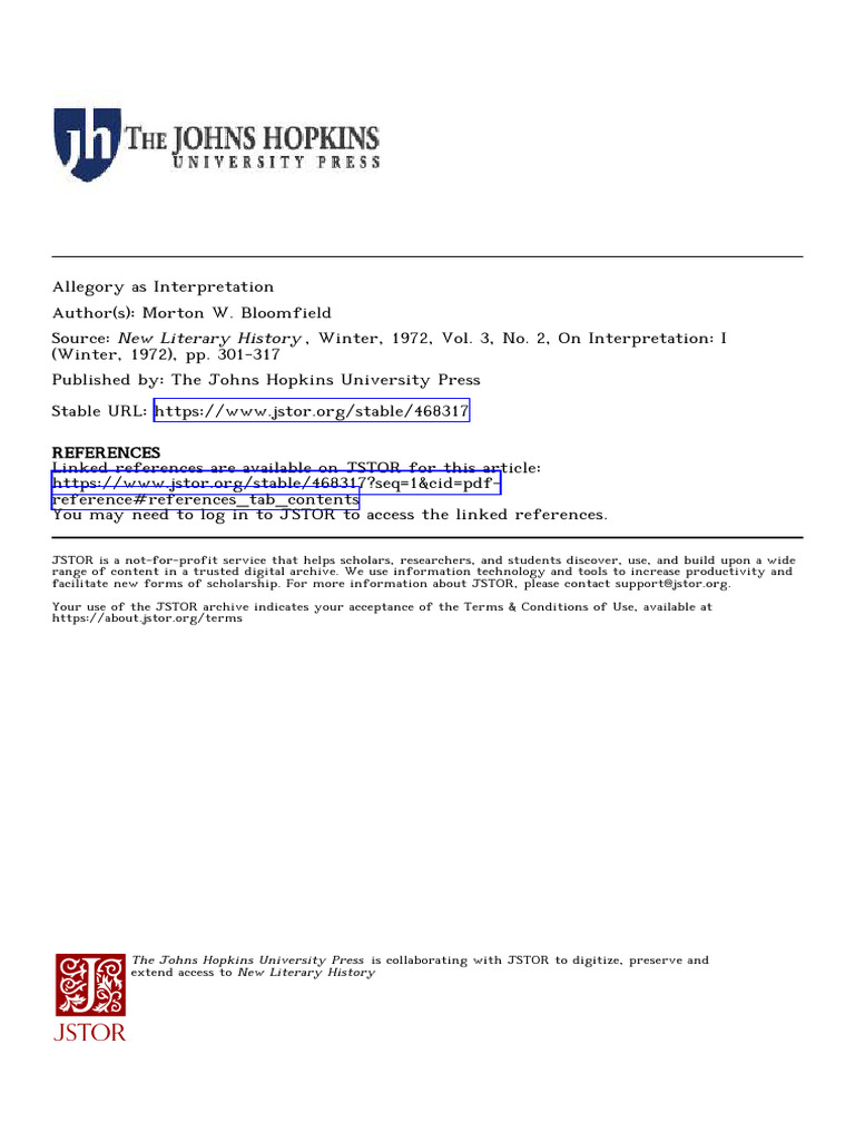 Bloomfield AllegoryInterpretation 1972 | PDF | Allegory
