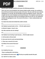 Standard 1 English Exam: 100 Questions | PDF