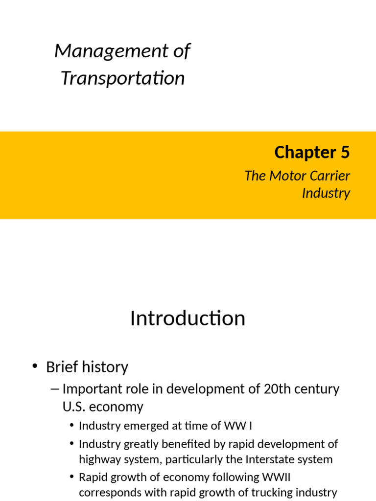 Chapter 5 - The Motor Carrier Industry | PDF | Cargo | Transport