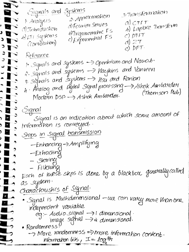 Signals and Systems Lecture Notes | PDF