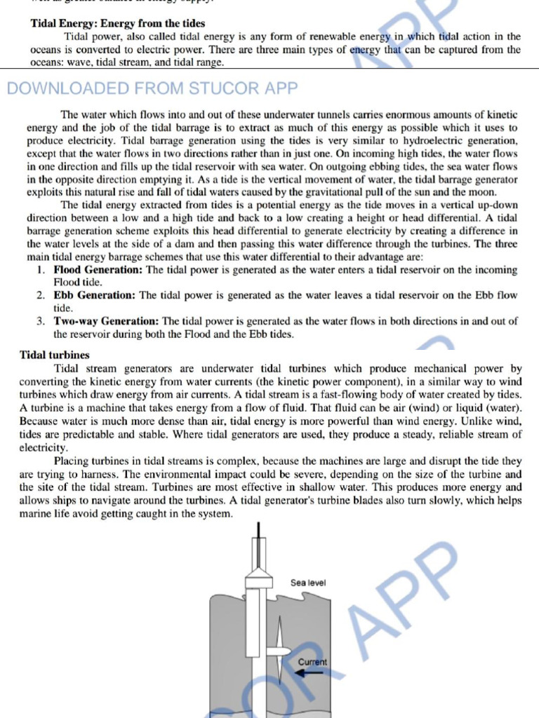 Tidal Power Generation - Methods & Limit | PDF