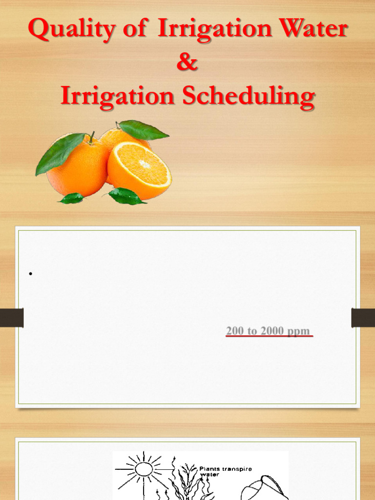 Irrigation Water Quality & Scheduling Guide | PDF | Soil | Sodium