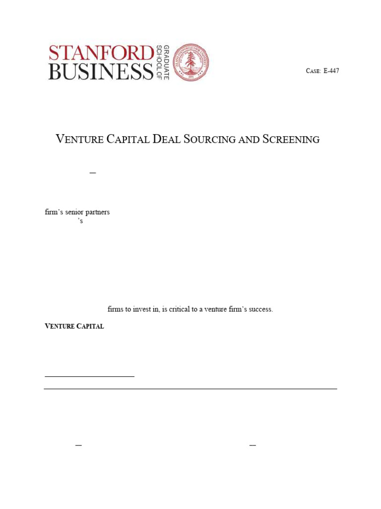 3.venture Capital Deal Sourcing and Screening | PDF | Venture Capital ...