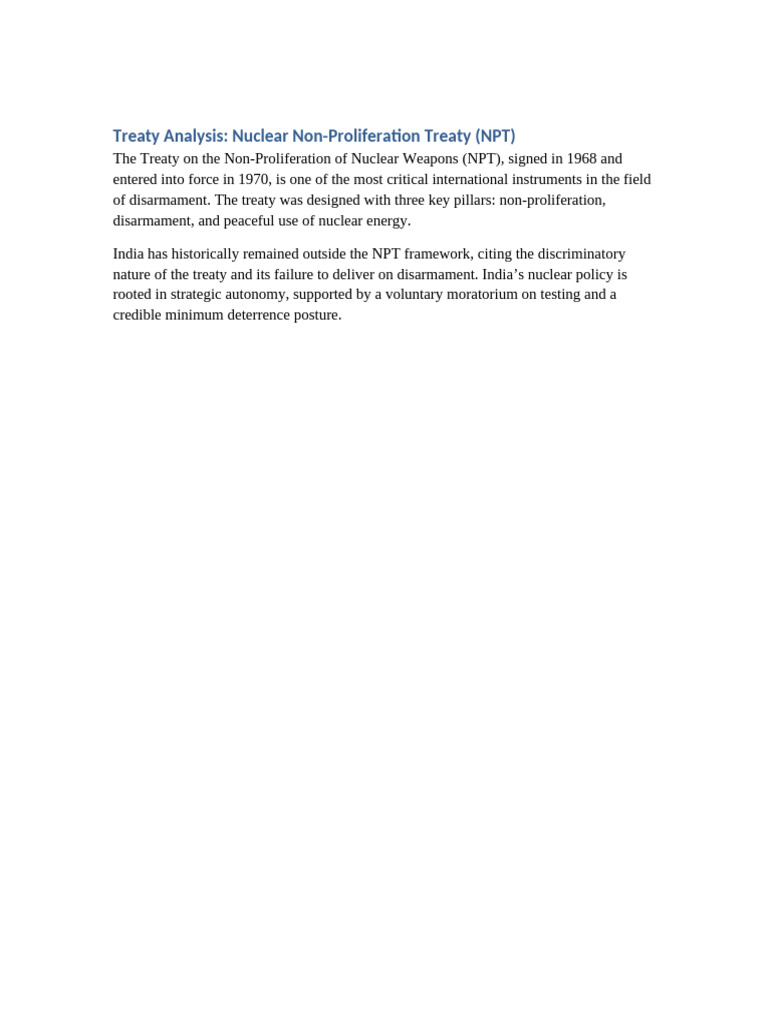 NPT Treaty Analysis Bluebook | PDF
