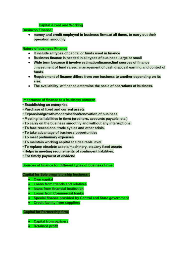 Capital - Fixed and Working | PDF | Working Capital | Capital (Economics)