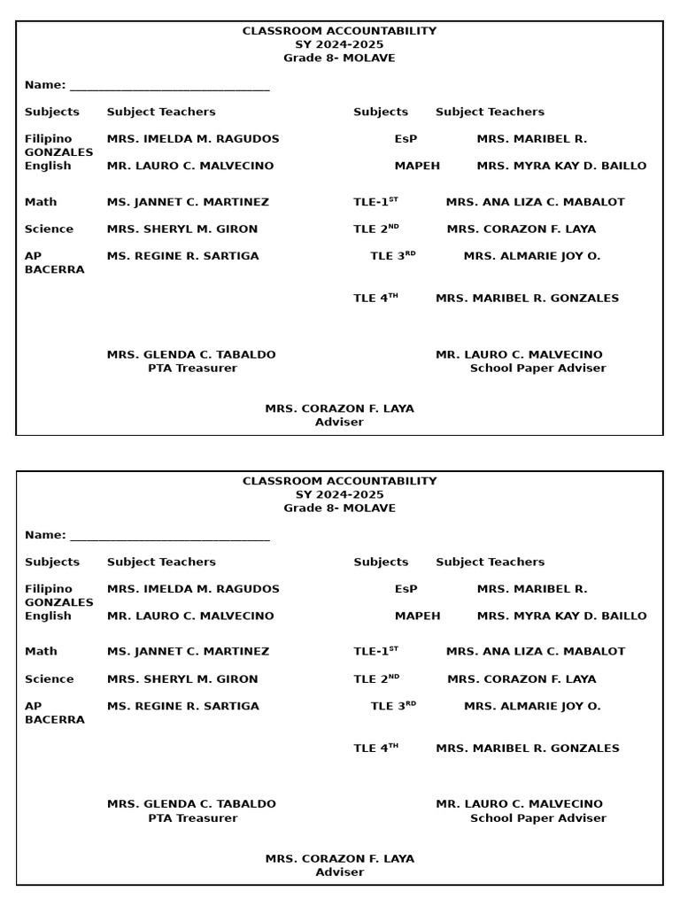 Classroom Accountability | PDF