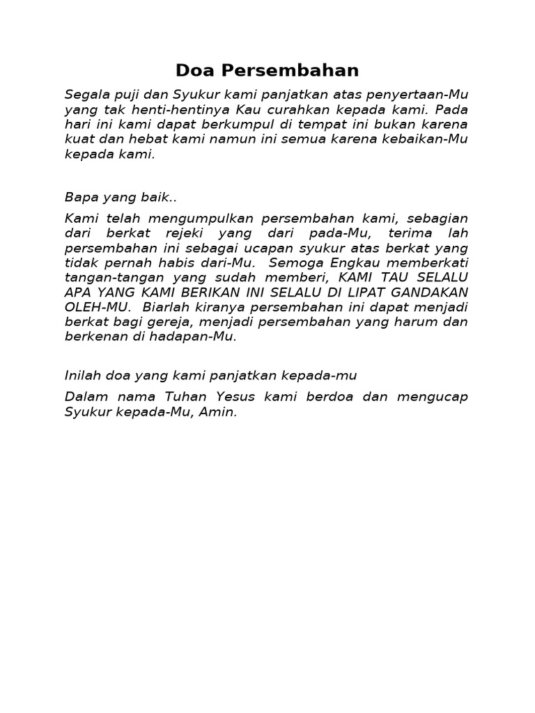 Doa Persembahan Syukur Kristen | PDF