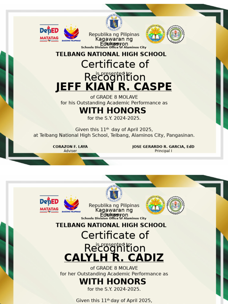 Cert of Recognition | PDF