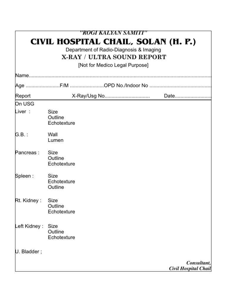 X-Ray and Ultrasound Report Template | PDF