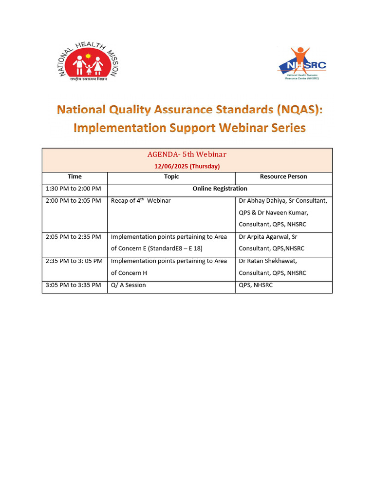 Agenda For 5th Webinar | PDF
