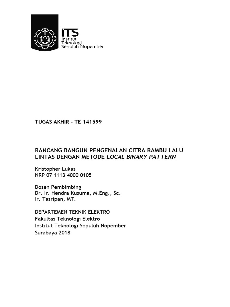 Rancang Bangun Pengenalan Citra Rambu Lalu Lintas Dengan Metode Local Binary Pattern | PDF