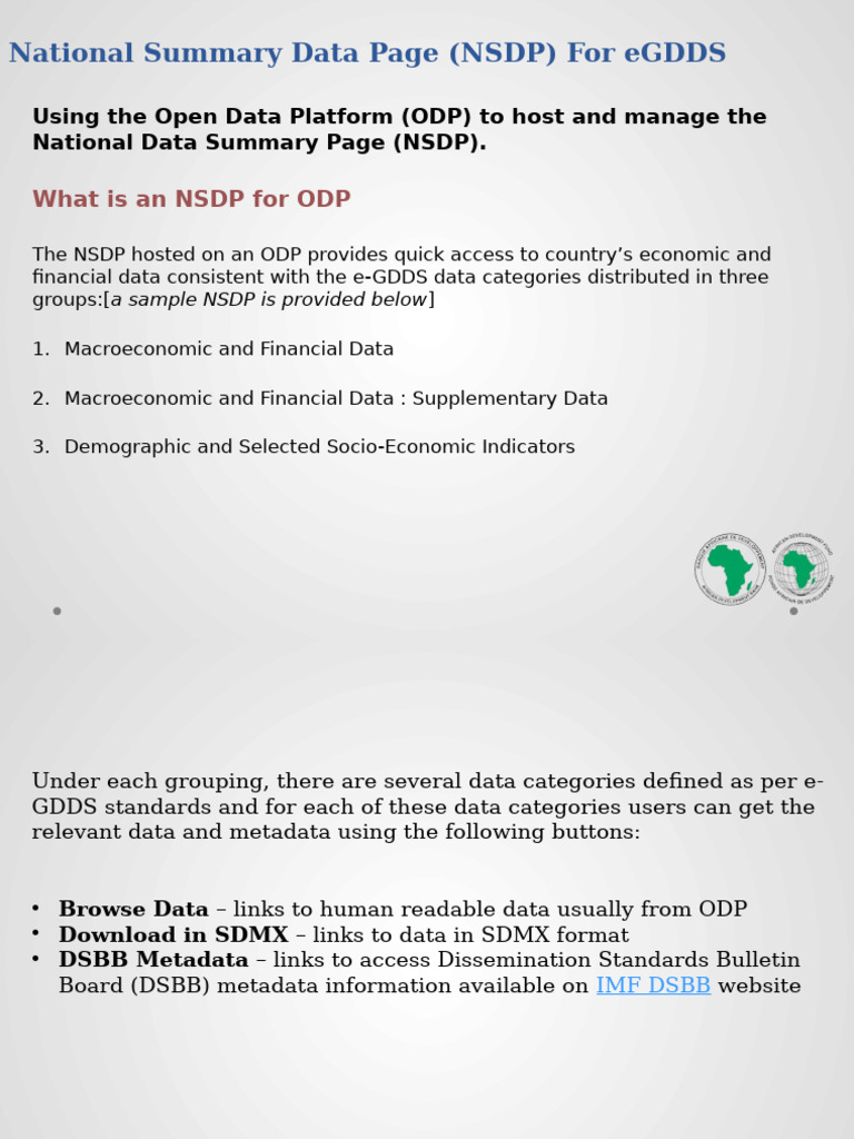 National Summary Data Page (NSDP) For | PDF