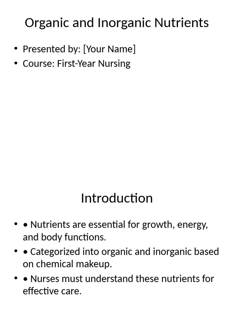 Understanding Organic and Inorganic Nutrients | PDF