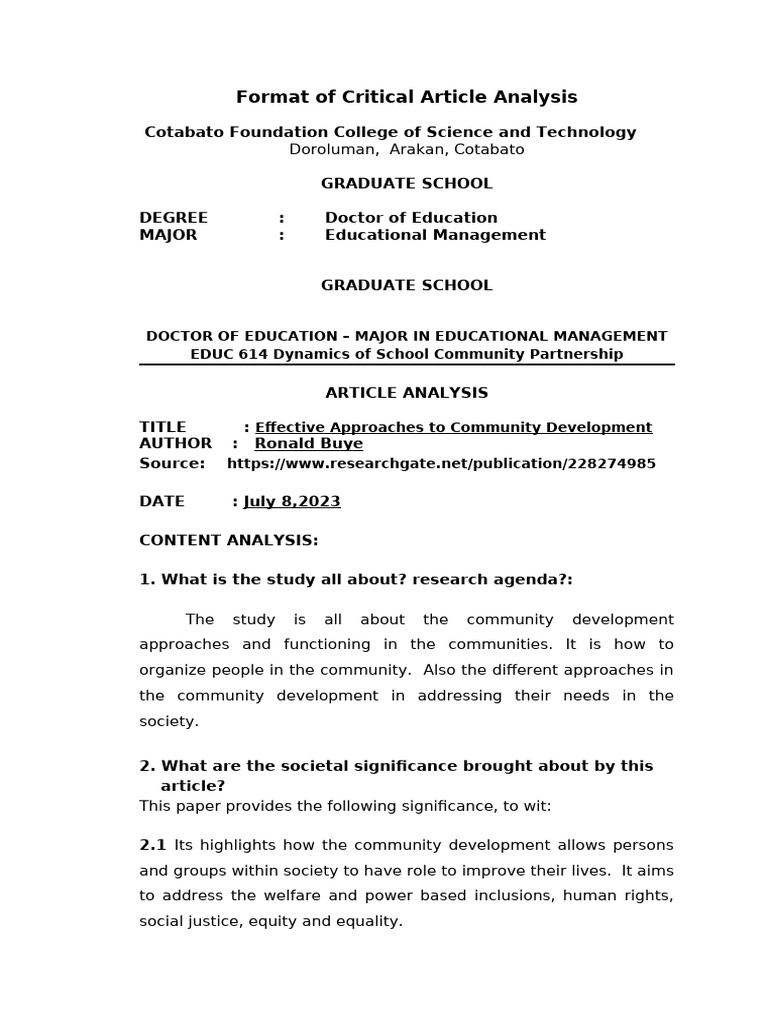 Effective Approaches To Community Development | PDF