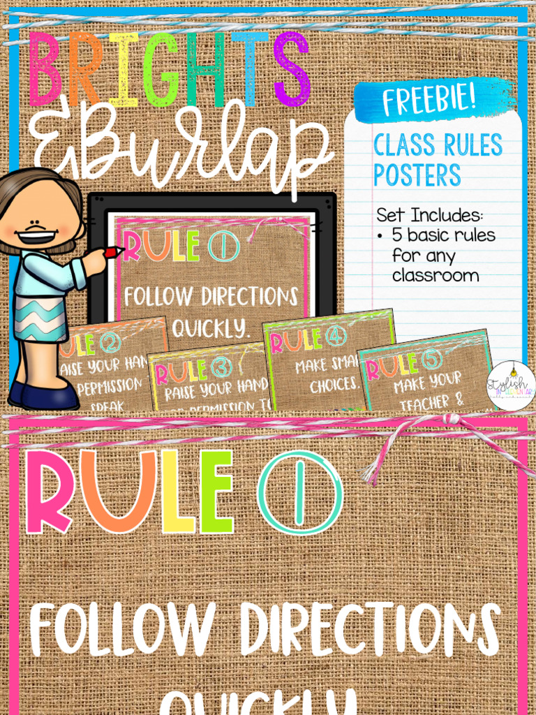 Burlap: Class Rules Posters | PDF