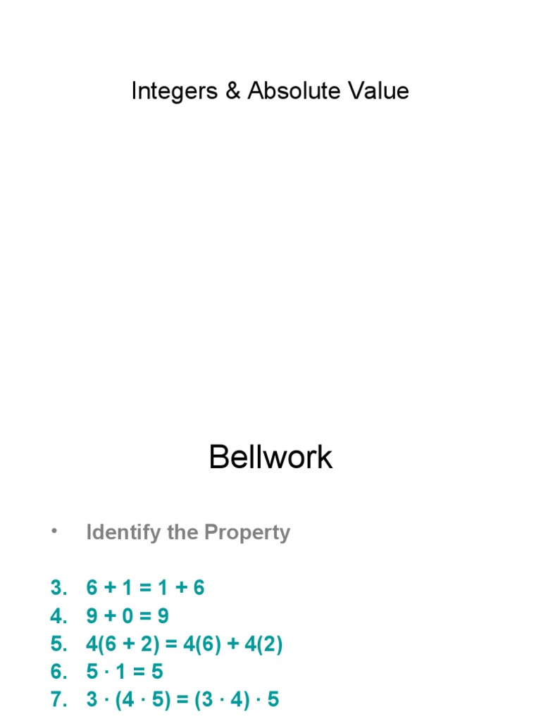 Integers and Absolute Value Basics | PDF