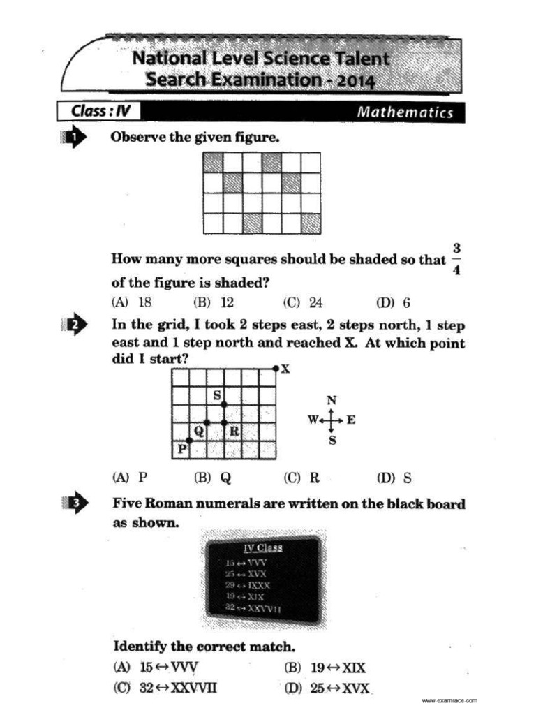 Class 4 - NSTSE 2014 | PDF