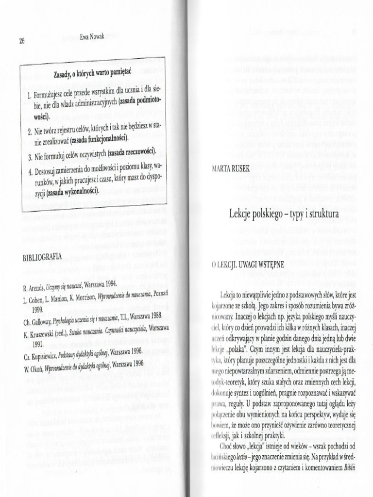 Lekcje Polskiego - Typy I Struktura M. Rusek | PDF