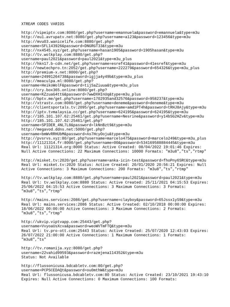 Xtream Codes de Varios Paises | PDF | Computing | Telecommunications