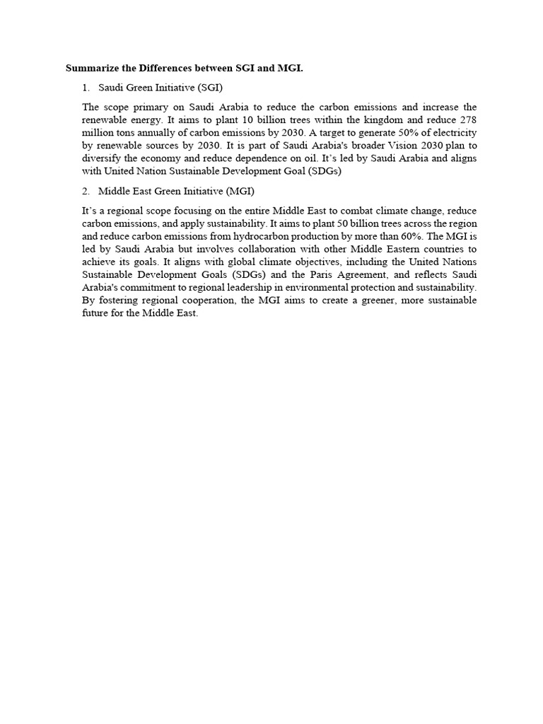 SGI vs MGI: Climate Initiatives Overview | PDF