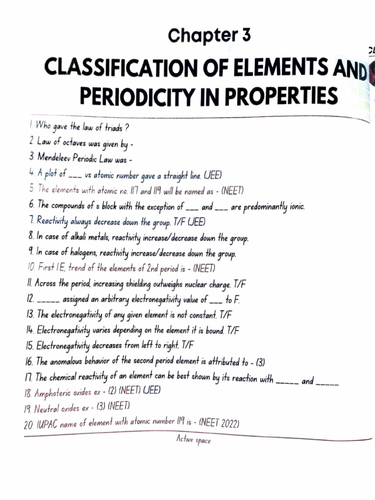 Classification of Elements | PDF | Periodic Table | Sets Of Chemical ...