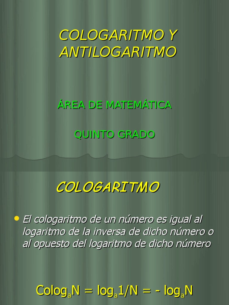 Cologaritmo y Antilogaritmo | PDF