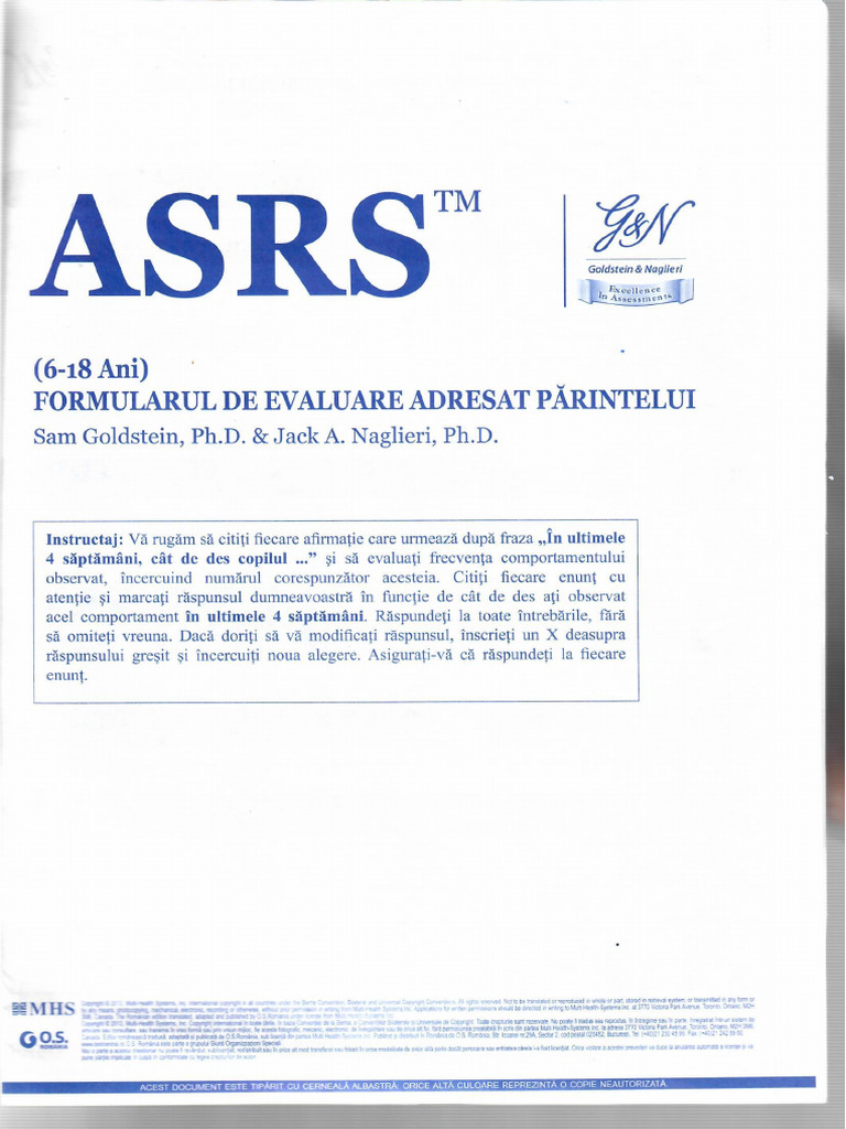 ASRS 6-18 Parinte - Instructiuni | PDF