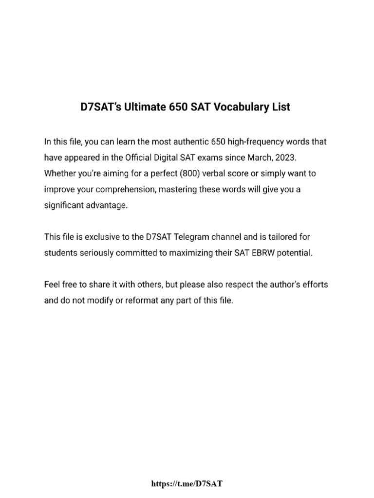 oMUST KNOW 650 SAT Real Exam Word | PDF
