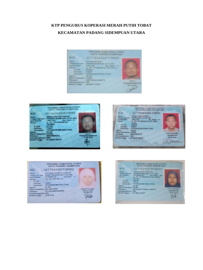 KTP Pengurus Koperasi Merah Putih Tobat Baru | PDF