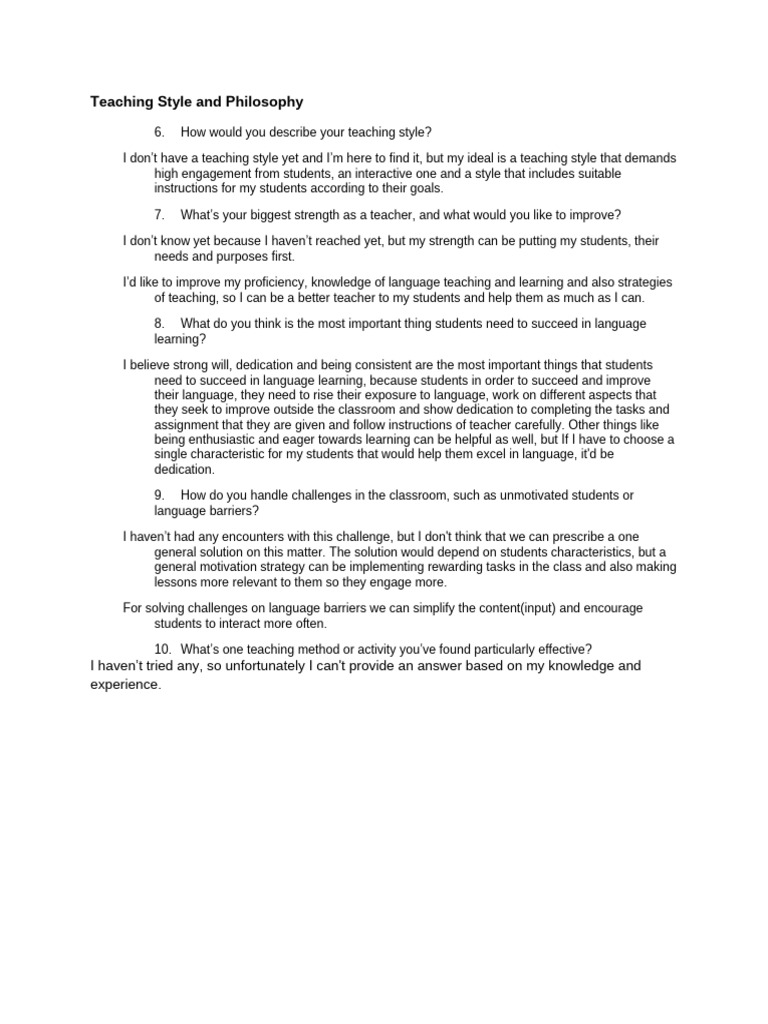 Answers To GTKY 2 Assignment (Pouya Hamzeh) | PDF | Teachers | Learning