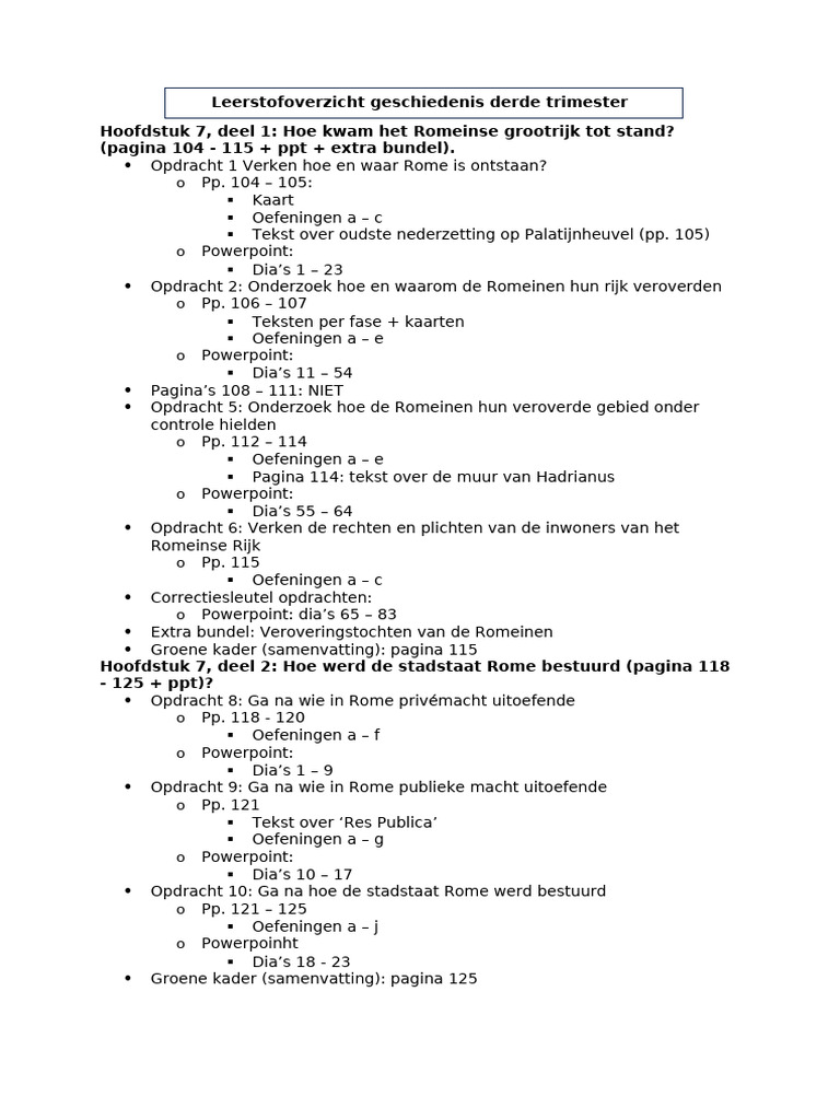 Leerstofoverzicht Geschiedenis Derde Trimester | PDF