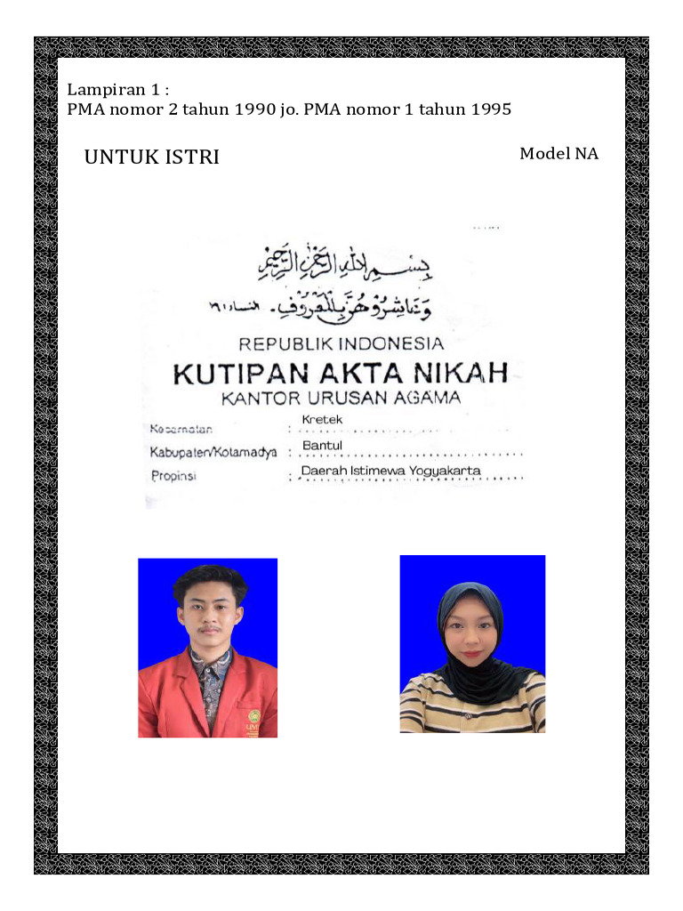 Contoh Kutipan Akta Nikah 2021 | PDF