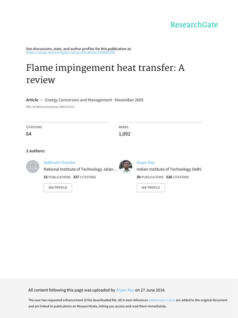 Flame Impingement Heat Transfer Review | PDF | Fuels | Combustion