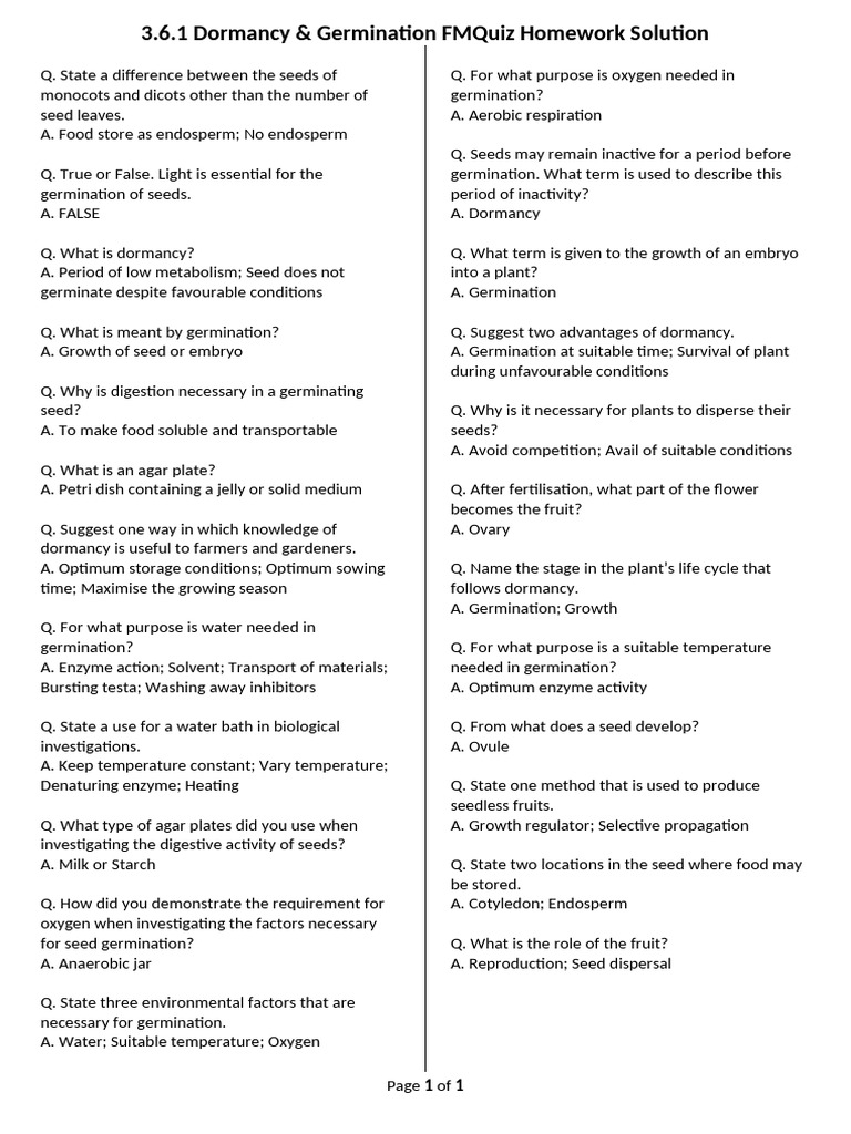 Dormancy & Germination - Biology | PDF | Seed | Germination